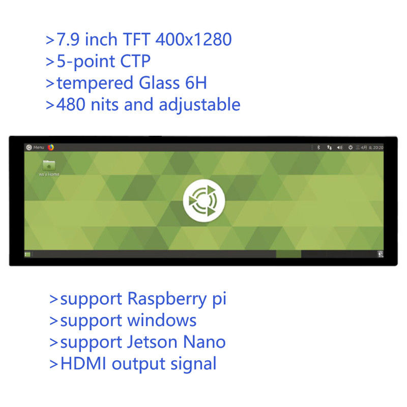 7.9 Inch Stretched Bar Type HD Monitor Raspberry Pi 4th Generation B Jetson Nano Display IPS ...