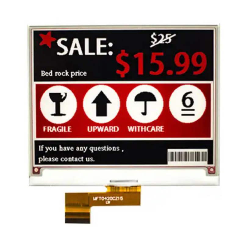 4.2 Inch Color E-Ink EPaper Display 400*300 dots For Signage Low Power ...