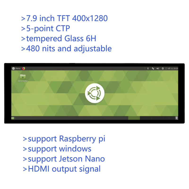 7.9 Inch Stretched Bar Type HD Monitor Raspberry Pi 4th Generation B ...