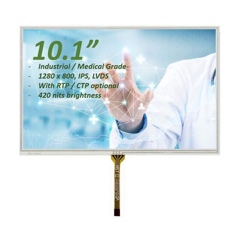 10 Inch Resistive LCD Touch Screen 1280x800 Dots Industrial / Medical Grade