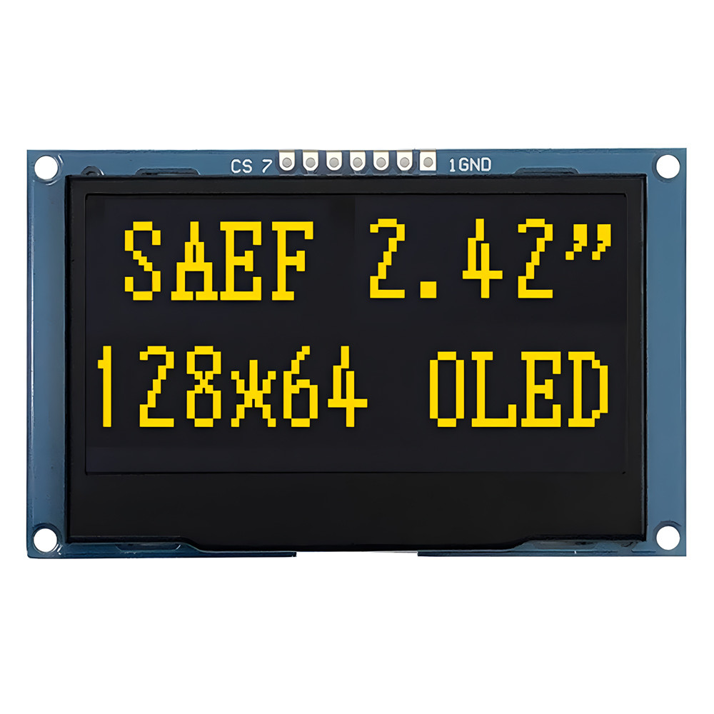 2.42 Inch Yellow OLED Display 128x64 Dots Resolution 7 Header Pin SPI ...