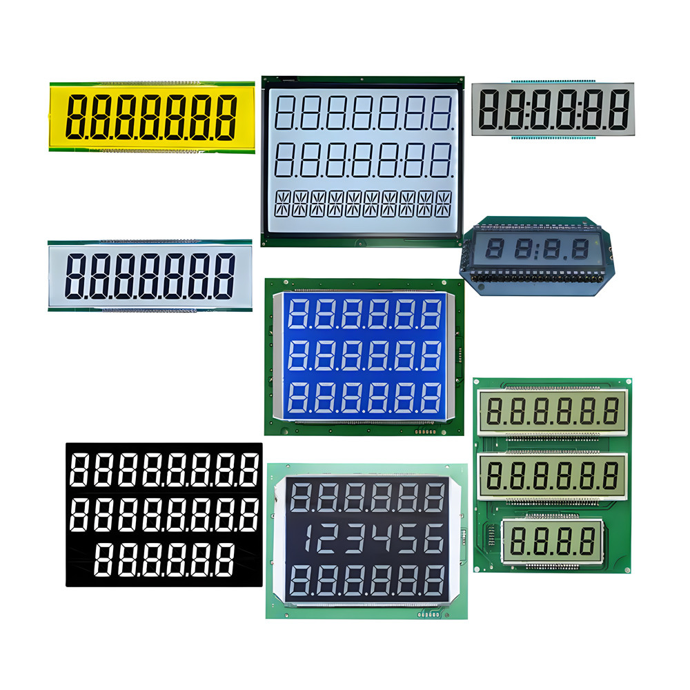 Customized Size VA Digit LCD Screen TN HTN FSTN Custom 7 Segment Monochrome Meter Display